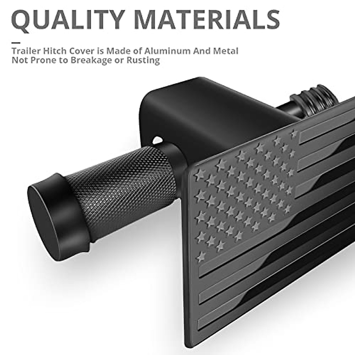 Heavy American Flag Metal Trailer Hitch Cover for 2 Inch Receivers, with 5/8 Inch Pin Diameter Trailer Hitch Lock(with American Flag Valve Stem Cap 5pcs)