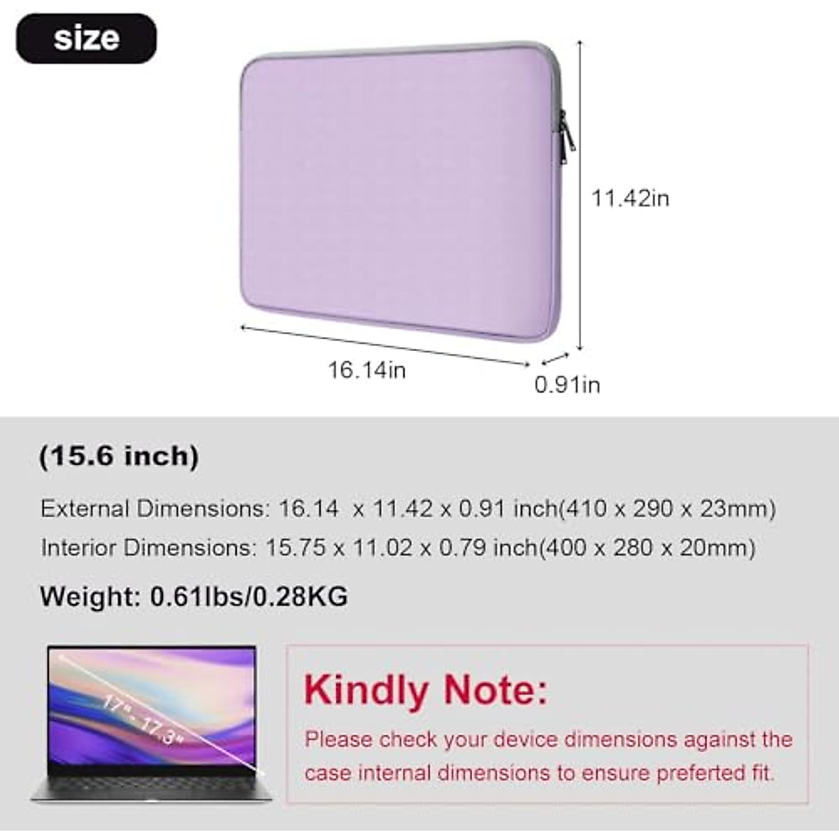 15.6 16 inch Laptop Sleeve Case Computer Bag for HP Spectre x360 16, Dell Inspiron 16, ASUS VivoBook Pro 16X, ThinkPad T16, Lenovo Yoga 7i 16, LG Gram 16, 15.6" Gaming Laptop Computer Bag(Purple)