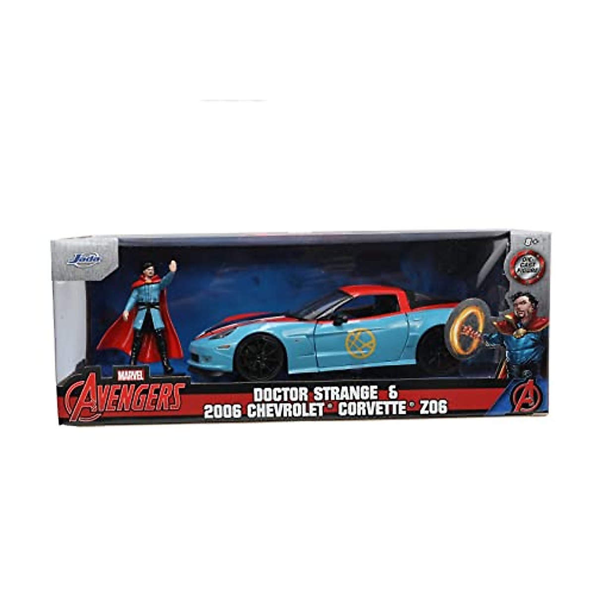 Jada Toys Marvel Doctor Strange 1:24 2006 Chevy Corvette Z06 Die-Cast Car with 2.75'' Dr. Strange Figure, Toys for Kids and Adults (32115)