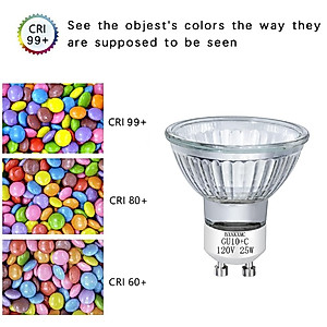 BXXKXMC GU10 Halogen Bulb 120v 25W Halogen Light Bulbs, 2800k Warm White gu10 Dimmable for Track Light Bulbs,Glass Cover for Range Hood Light Bulbs…