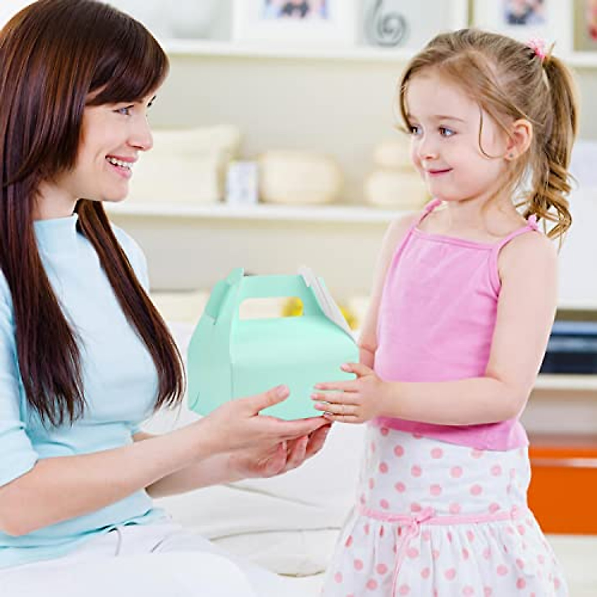 30 Pcs Gable Treat Boxes, Small Goodie Boxes Red Party Favor Boxes Cardboard Kraft Paper Gift Box Dessert Candy Cookie Boxes for Birthday Baby Shower Mothers Day Party Favors, 4.5 x 3.1 x 5.1" (Blue)