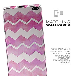 DesignSkinz Pink Water Color with White Chevron Protective Vinyl Decal Wrap Skin Cover Compatible with The Samsung Galaxy S20 (Screen Trim & Back Glass Skin)