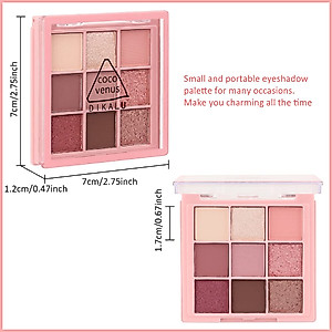 AMY'S DIARY Pink eye shadow palettes,9 Colors Pink Rose Shimmer matte High Pigmented Glitter Pallete Eyeshadow Makeup Colorful Lasting Waterproof Makeup Eyeshadow Palette