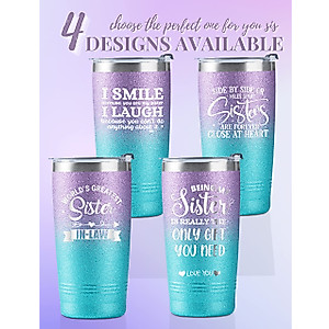 Onebttl Sister Gifts from Sister, Insulated Stainless Steel Wine Tumbler with Lid and Straw, Funny gifts for Sis on Mother's Day, Birthday, Christmas, 20 oz, World's Greatest Sister in Law