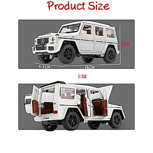 iLooboo Alloy Collectible White Benz G63 AMG Toy Vehicle Pull Back Die-Cast Car Model with Lights and Sound