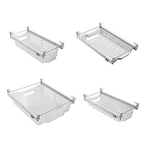 Smart Design Hanging Zip Bag Pull Out Refrigerator Drawer - BPA Free Plastic - Holds 11 Bags + Containers - Fridge, Freezer, Pantry Food Storage - Adjustable Extendable Organizer Kitchen - Clear