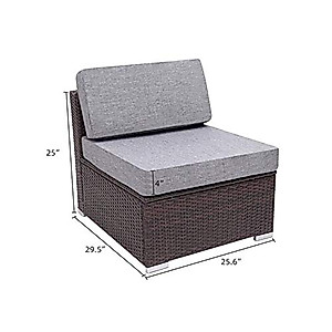 SHANGMAOYO Sofa Bed 2 Pieces Patio PE Wicker Rattan Armless Sofa Brown Leisure Outdoor Rattan Sofa (Color : Brown)