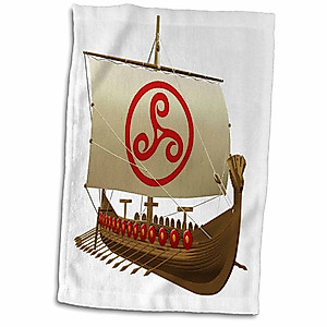 3D Rose A Viking Ship with sail Against a White Background TWL_180529_1 Towel, 15" x 22", Multicolor
