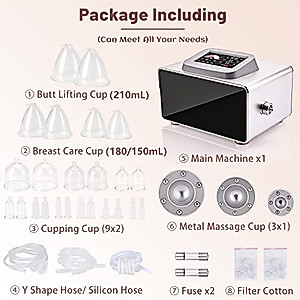 Yofuly Vacuum Therapy Machine, Butt Vacuum Therapy Machine with (1500mL/1800mL/2100mL) Buttock Cups, Vacuum Butt Lifting Machine with 24 Cups and 3 Gua Sha Handles | Upgraded Touch Screen