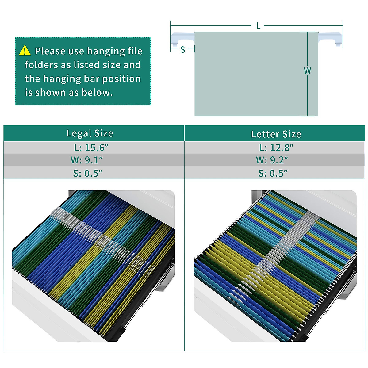 YITAHOME 3-Drawer Filing Cabinet Office Drawers with Lock, Divider and Pencil Tray, Portable Metal File Cabinet, Pre-Built Office Storage Cabinet (White)