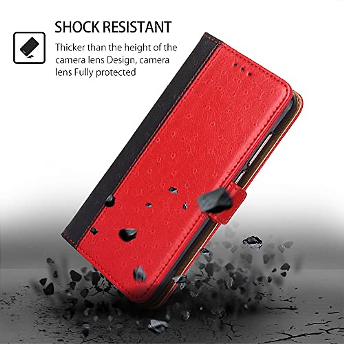Fansipro Wallet Folio Case for Oppo Reno 2, Premium PU Leather Slim Fit Cover for Reno 2, 3 Card Slots, Well Fit, Red