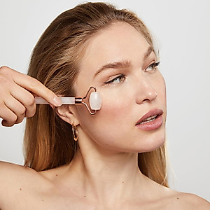 Kitsch Face Massager Rose Quartz Face Roller for Skin Care, Facial Roller & Jade Roller for Face Aging Wrinkles and Lifting, Eye Roller for Puffy Eyes, Rose Quartz Roller for Face Neck Fine Lines 1 Pc