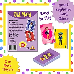 University Games Old Maid Card Game - Jumbo Size, Colorful Character Cards for Kids Ages 4 and Up, Fun Family and Educational Game