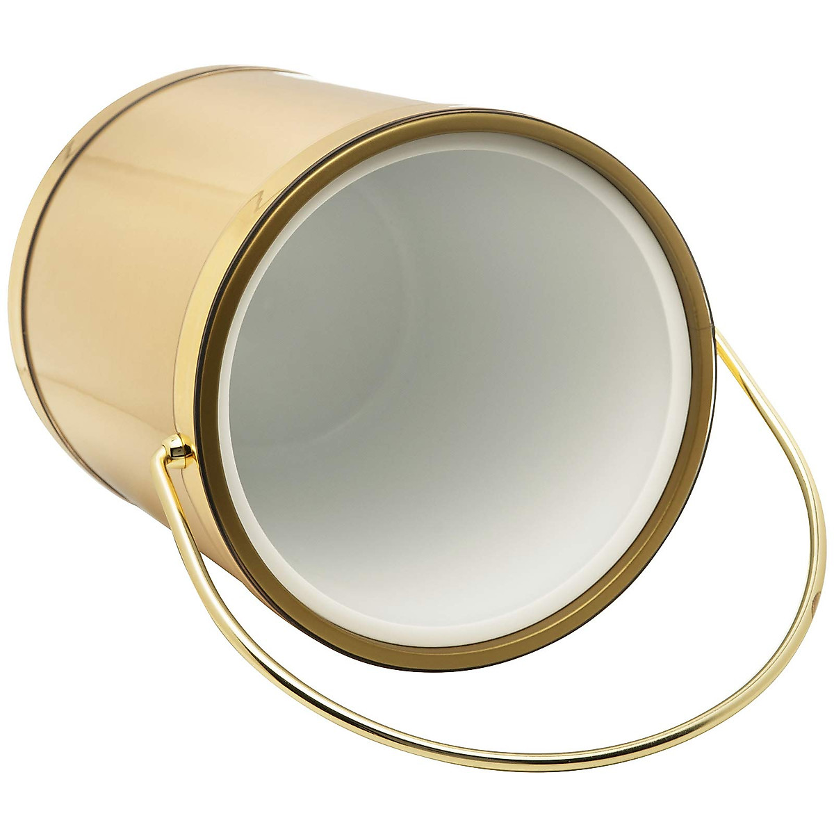 Mr. Ice Bucket By Stephanie Imports Hand Made In USA Brushed Gold Double Walled 5-Quart Insulated Ice Bucket With Ice Tongs (Metallic Deco Collection)