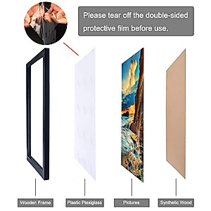 Diamond Painting Frames, 9.8x13.8in Picture Frame for 30x40cm/12x16in Diamond Painting after Cropping, Solid Wood Frame with Plexiglass Black