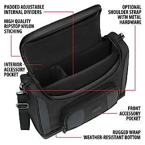 USA GEAR Nebulizer Carrying Case - Customizable Padded Interior, Shoulder Strap, Durable Exterior - Nebulizer Travel Bag to Store Nebulizer Machine, Mask, Tubing, Inhaler, Mouthpiece, and more - Black