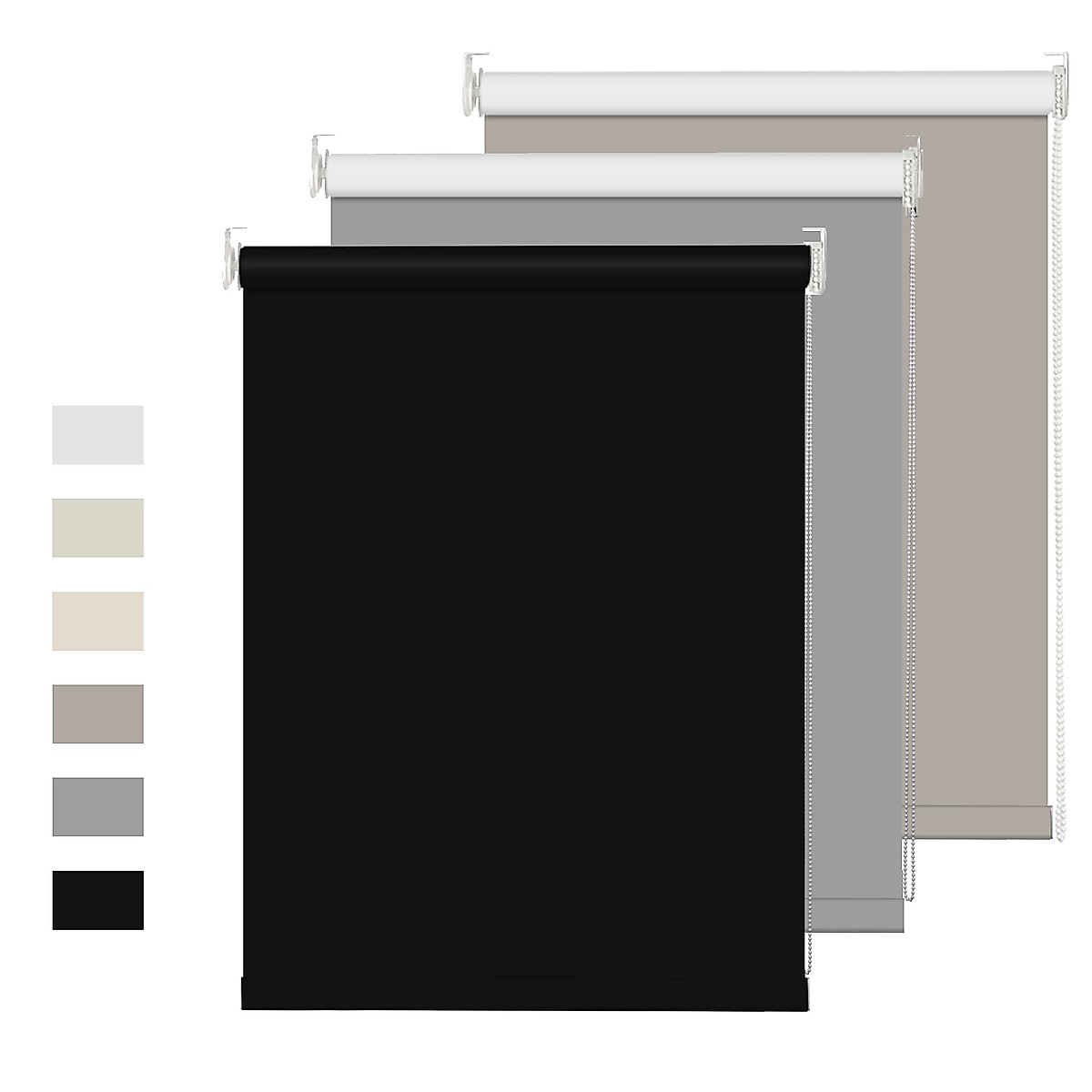 Boolegon Blackout Roller Shades for Window, Custom Roller Blinds UV Protection Thermal Insulated Pull Down Room Darkening Shades for Home Office Bedroom Kitchen, Easy Install, black,80" W x 64" H