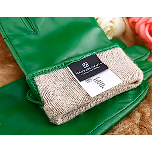 NappaNovum Women's Classic Italian Nappa Leather Gloves Lambskin Winter Comfort Lining Fashion Gloves (Touchscreen or Non-Touchscreen) (M, Green)