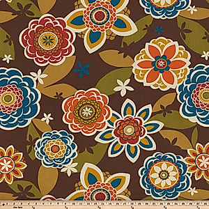 Pillow Perfect Reversible Floral Stripe Indoor/Outdoor Solid Back 1 Piece Square Corner Chair Cushion with Ties, Deep Seat, Weather, and Fade Resistant, 36.5" x 18", Brown/Orange Annie, 1 Count