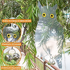 Bird Scarer Devices 16inch Hanging Reflective Fake Owl for Home and Garden - 2 Pack