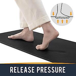 Oakeep Kitchen Mat Anti Fatigue Cushioned Mats for Floor Runner Rug Padded Kitchen Mats for Standing, 17"x59", Black