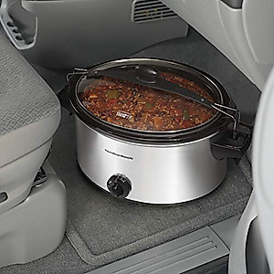 Hamilton Beach Stay or Go Portable 6-Quart Slow Cooker With Lid Lock, Dishwasher-Safe Crock, Silver (33262)