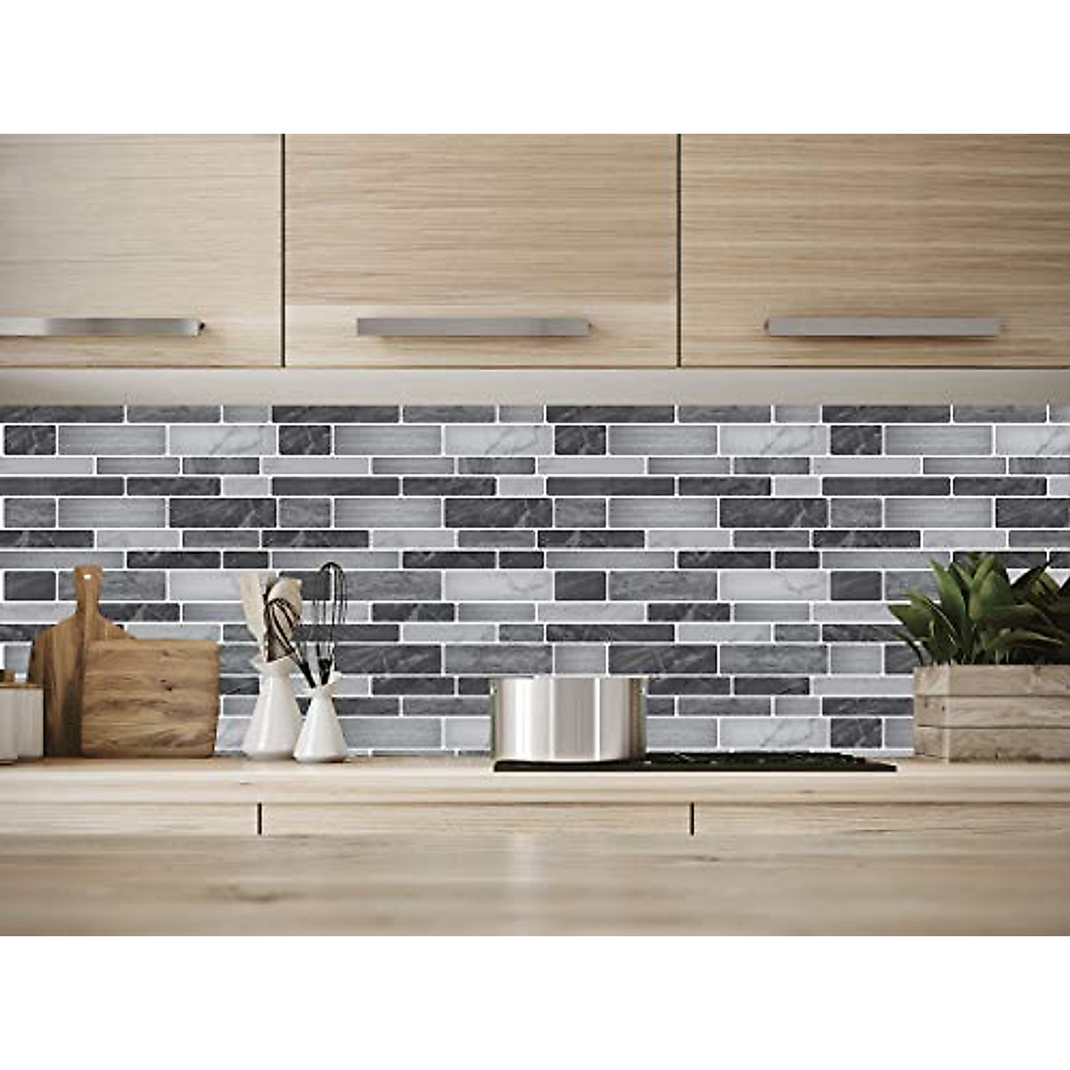 Art3d 10-Sheet Self-Adhesive Tile Backsplash for Kitchen, Vinyl Decorative Tiles, 12"x12"