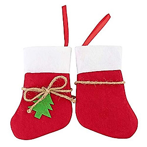 WarmHut 12Pcs Christmas Santa Silverware Holders - Xmas Party Dinner Table Decor Knife and Fork Bag Silverware Storage Bags Tableware Holders Set - Christmas Tree Decoration