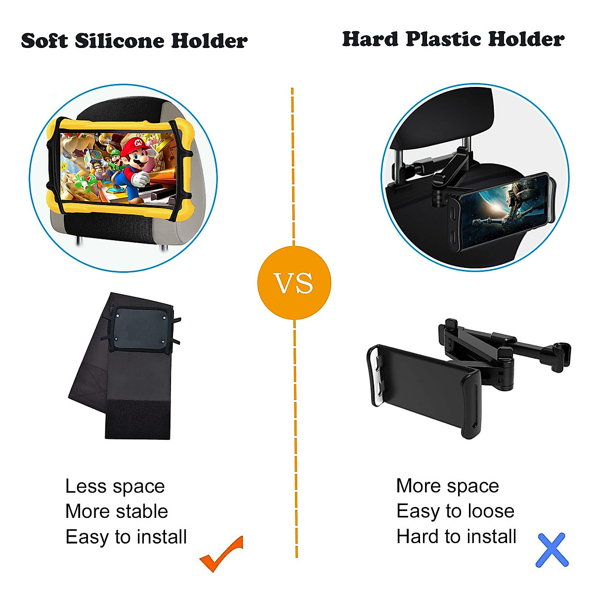 HIKATAB iPad Car Holder Back Seat, Tablet Holder for Kids