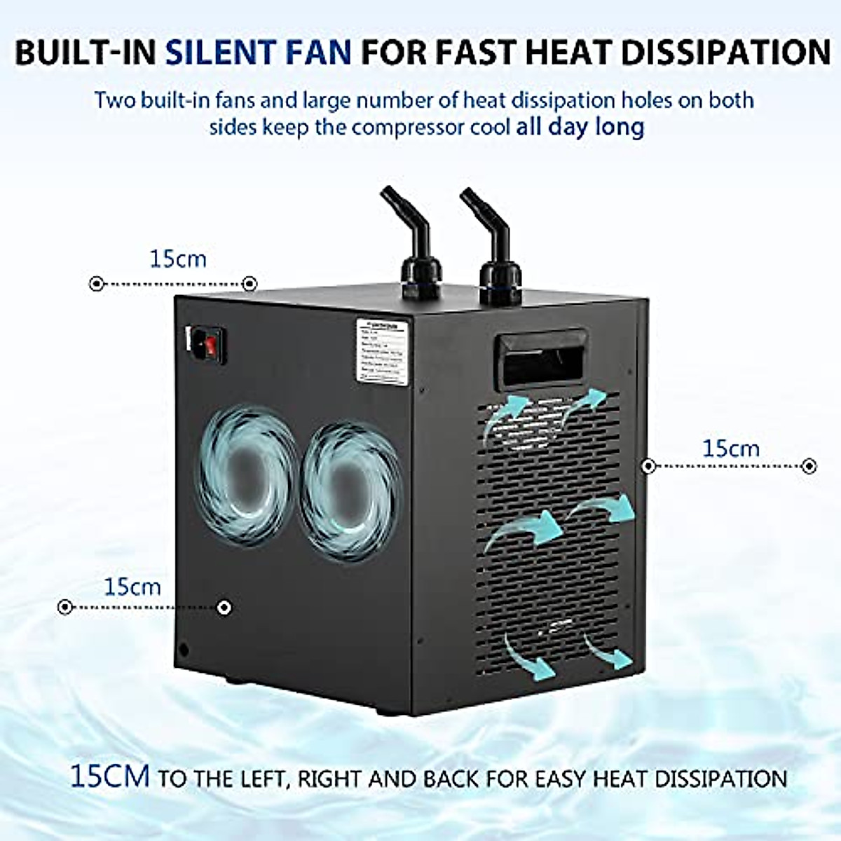 BAOSHISHAN 300L Aquarium Chiller 75gal 1/3 HP Fish Tank Chiller Special Quiet Design Refrigeration Compressor for hydroponics Water Weeds Axolotl Jellyfish Coral Reef Tank Shrimp (75gal/300L)