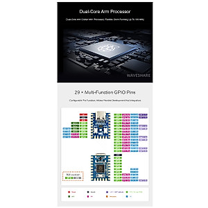 Coolwell RP2040-Zero Based On Raspberry Pi Microcontroller RP2040, Low-Cost, High-Performance Pico-Like MCU Board, USB-C Connector with Pre-soldered Header