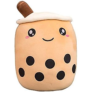 FJZFING Cute Plush Boba Milk Tea Stuffed Teacup Pillow Soft Bubble Tea Cup Plushie Toy Kawaii Cartoon Gift for Kids Home Decor Original 9.4 Inch