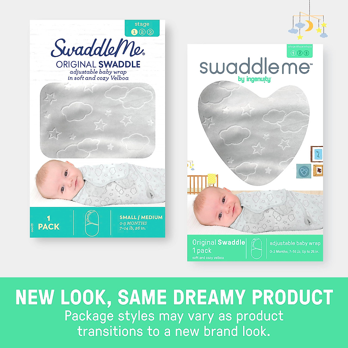 SwaddleMe by Ingenuity Original Swaddle - Size Large, 3-6 Months, 3 Count (Pack of 1) (Mountaineer)