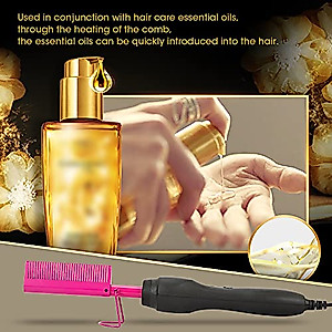 Pink Hot Comb Electric Hot Comb Heating Pressing Combs Hair Straightening [Power:42w]