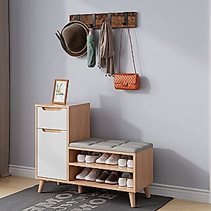 JOIN IRON Wall Hook Mounted Hanging Rack with 4 Hooks-Entryway, Hallway, Or Bedroom-Storage Organization for Coats, Towels, Bags Beautiful Home (Board + Hook)