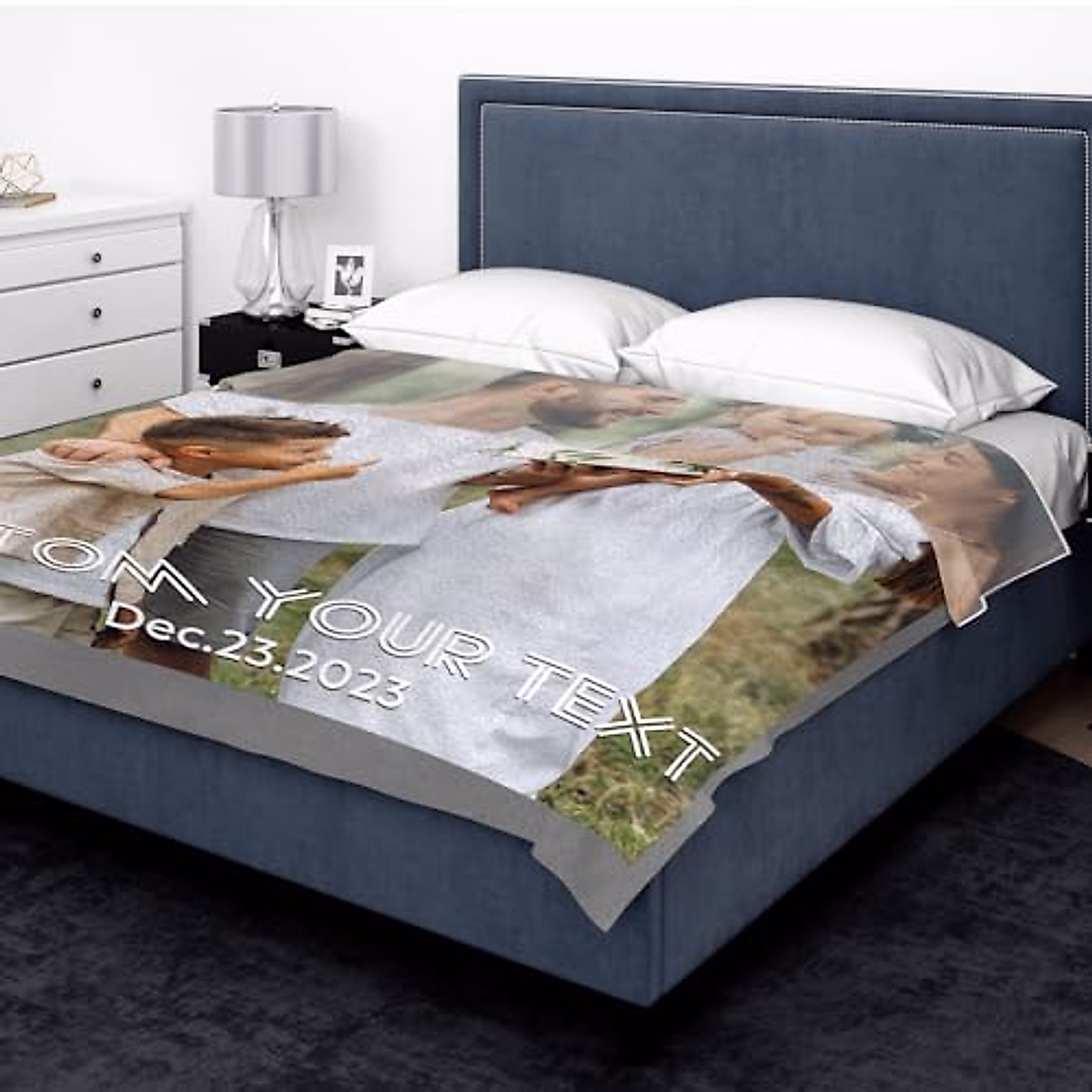 Custom Blanket with Picture/Photo - Personalized Flannel Throw Blanket for Women Men - Customized Blanket for Christmas Valentines Gifts Mom Dad Family Birthday Gifts (Only 1 Photo)