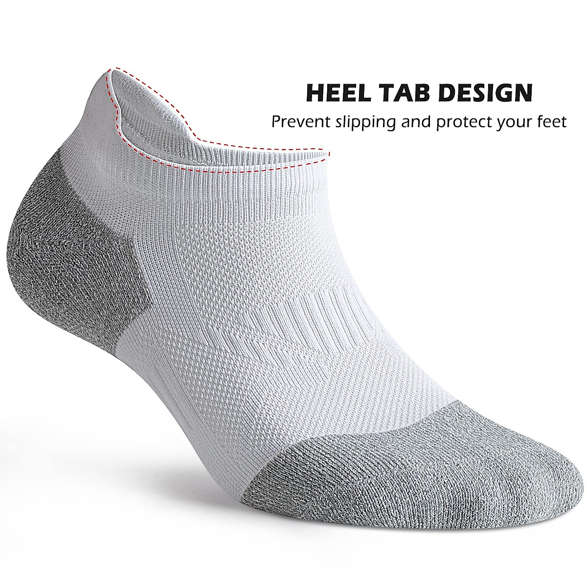 Gonii Compression Athletic Ankle Socks Women Running Cushioned Low No show Socks 5 Pairs (White)