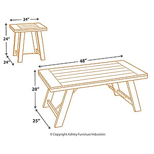 Signature Design by Ashley Noorbrook Farmhouse 3-Piece Table Set, Includes Coffee Table and 2 End Tables, Black