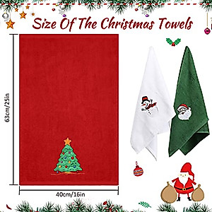 Ansoufien Large Christmas Hand Towels 3 Pieces, 100% Cotton Christmas Kitchen Towels 16" x 25" Christmas Towel for Bathroom Christmas Decoration - Red, White, Green