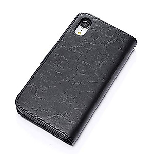 QLTYPRI for iPhone XR Case, [Detachable] Magnetic Wallet Case Durable PU Leather TPU Bumper with Card Holder Kickstand Shockproof Flip Wallet Case for Apple iPhone XR - Black