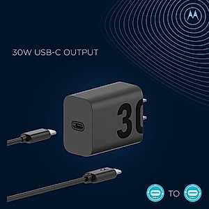 Motorola Edge (2022) Soft Protective Black Case + 9H Glass Screen Protector + TurboPower 30W Charger and 3.3ft USB-C Cable Bundle (Not for Edge+ (Plus) 2022)