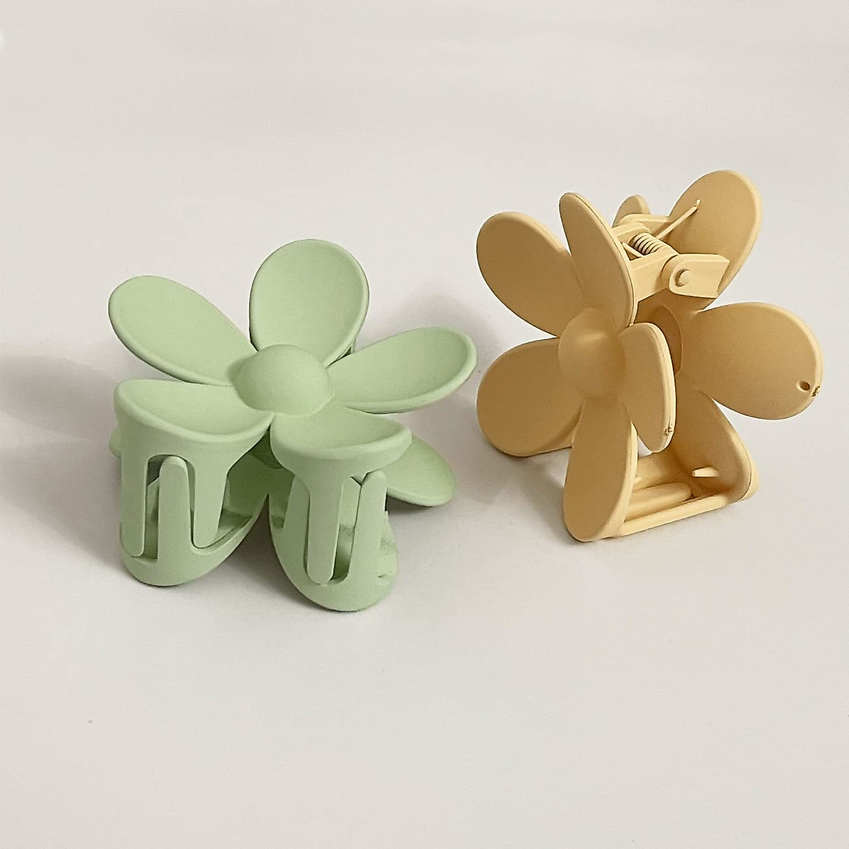 6 PCS Big Non-Slip Matte Flower Barrettes and Jaw Clips for Women and Girls - Plastic Hair Accessories for Thick Hair (6 Colors C)