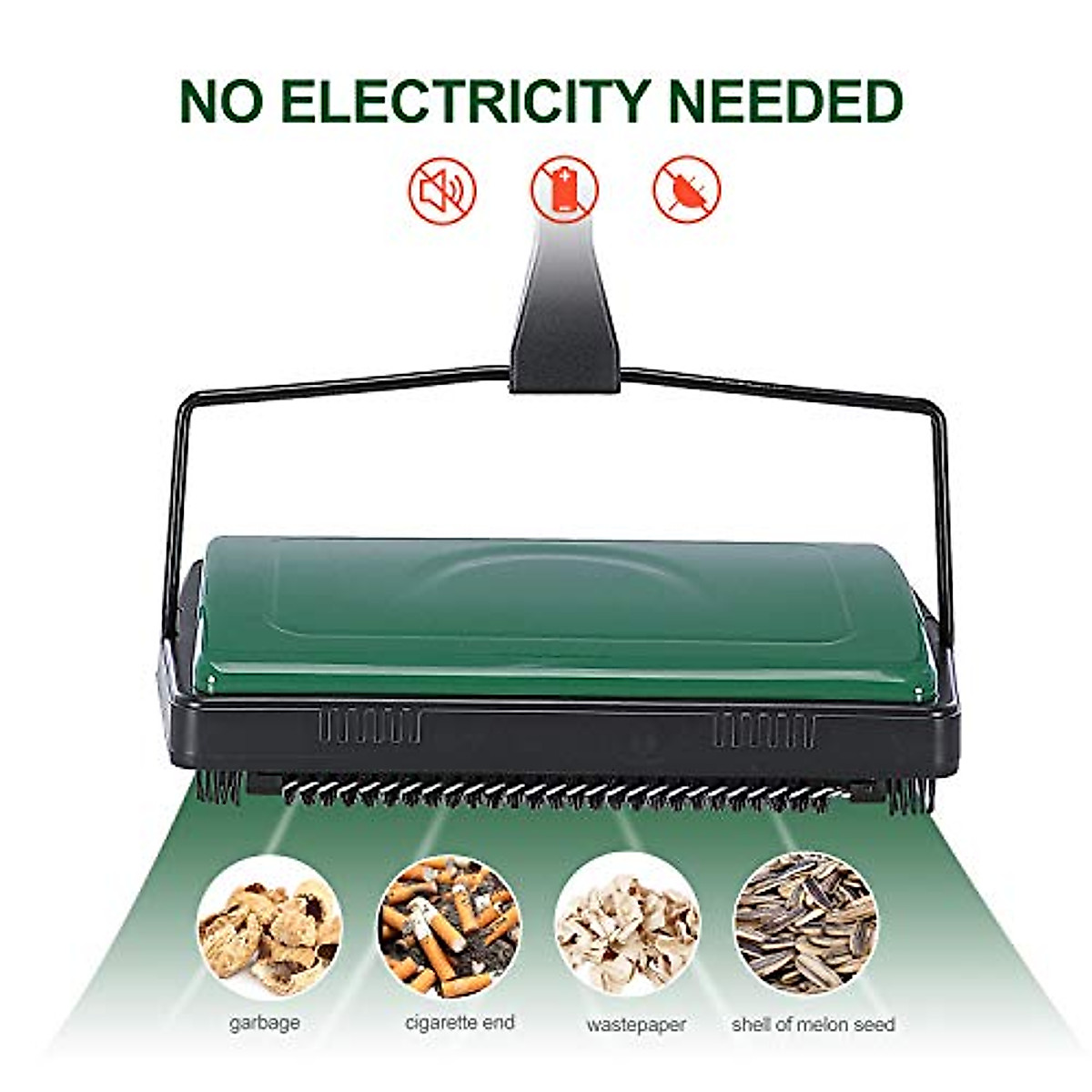 Yocada Carpet Sweeper Cleaner for Home Office Low Carpets Rugs Undercoat Carpets Pet Hair Dust Scraps Paper Small Rubbish Cleaning with a Brush Green