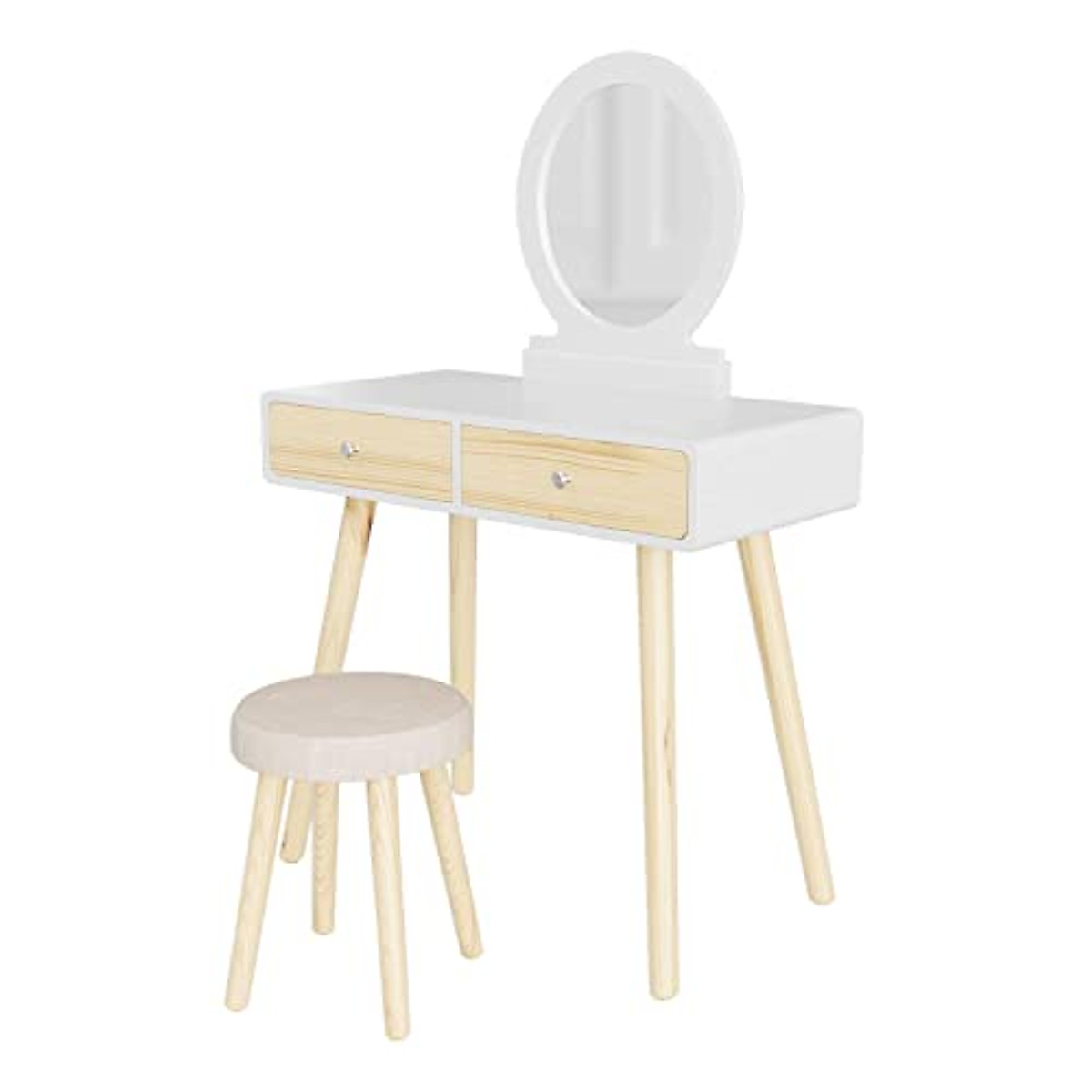 Tidyard Versatile Vanity Set, Large Storing Makeup Vanity Table with Mirror, Drawers, Stool, Bedroom Dresser Table, Writing Desk, White
