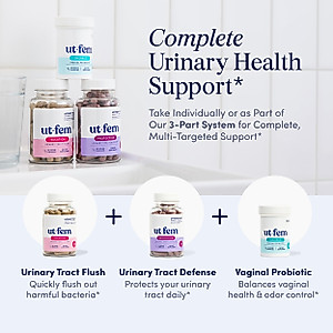 UT-Fem Solution - Fast-Acting Urinary Tract Flush for Women, Proactive UTI Support, Promotes Cleansing & Comfort, Clinical-Strength D-Mannose, Cranberry, and Natural Ingredients - 60 Vegan Capsules