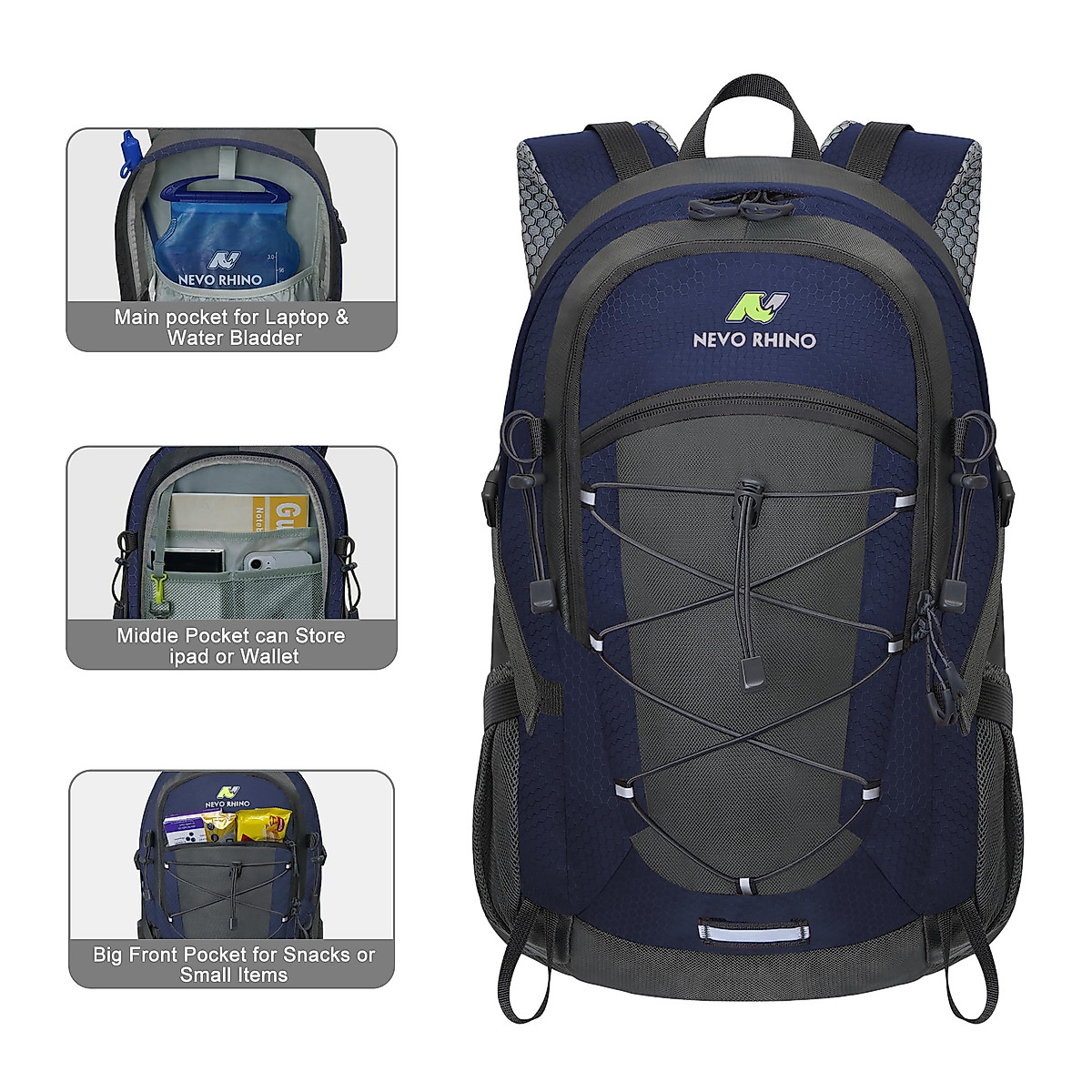 N NEVO RHINO Hiking Backpack 25L Waterproof Outdoor Day Pack, Lightweight Camping Travel Backpack for Men Women