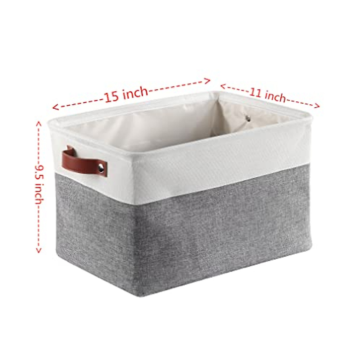 Aeiniwer MANZOO Storage Baskets for Shelves, Closet Storage Bins for Organization, Fabric Bins Cube W/Handles for Organizing Shelf Nursery Home Closet,3PC Pack,Grey/white