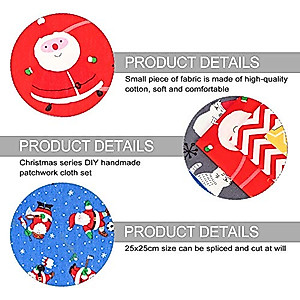 HEALLILY Cotton Sheets Full 5 Sheets Christmas Cotton Fabric Bundles Xmas Printed Craft Fabric Bundles Patchwork DIY Christmas Sewing Scrapbooking Quilting Embroidery Fabric