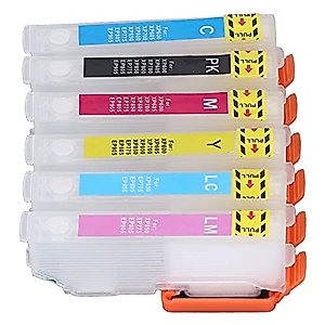 FTVOGUE 6Pcs Ink Cartridge PP Reusable 6Colors Printer Refill Ink Cartridge Replacement (ICBK80/ICC80/ICM80/ICY80/ICLC80/ICLM80)