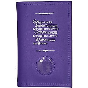 Alcoholics Anonymous AA Soft Paperback Big Book Cover Serenity Prayer & Medallion Holder Purple Orchid